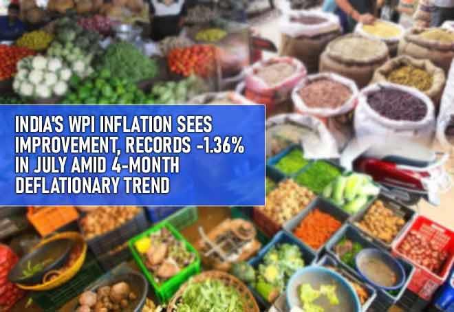 India's Wpi Inflation Sees Improvement, Records -1.36% In July Amid 4-Month Deflationary Trend
