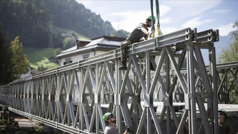 Swiss Army Builds Emergency Bridge To Connect Landslide-Hit Village