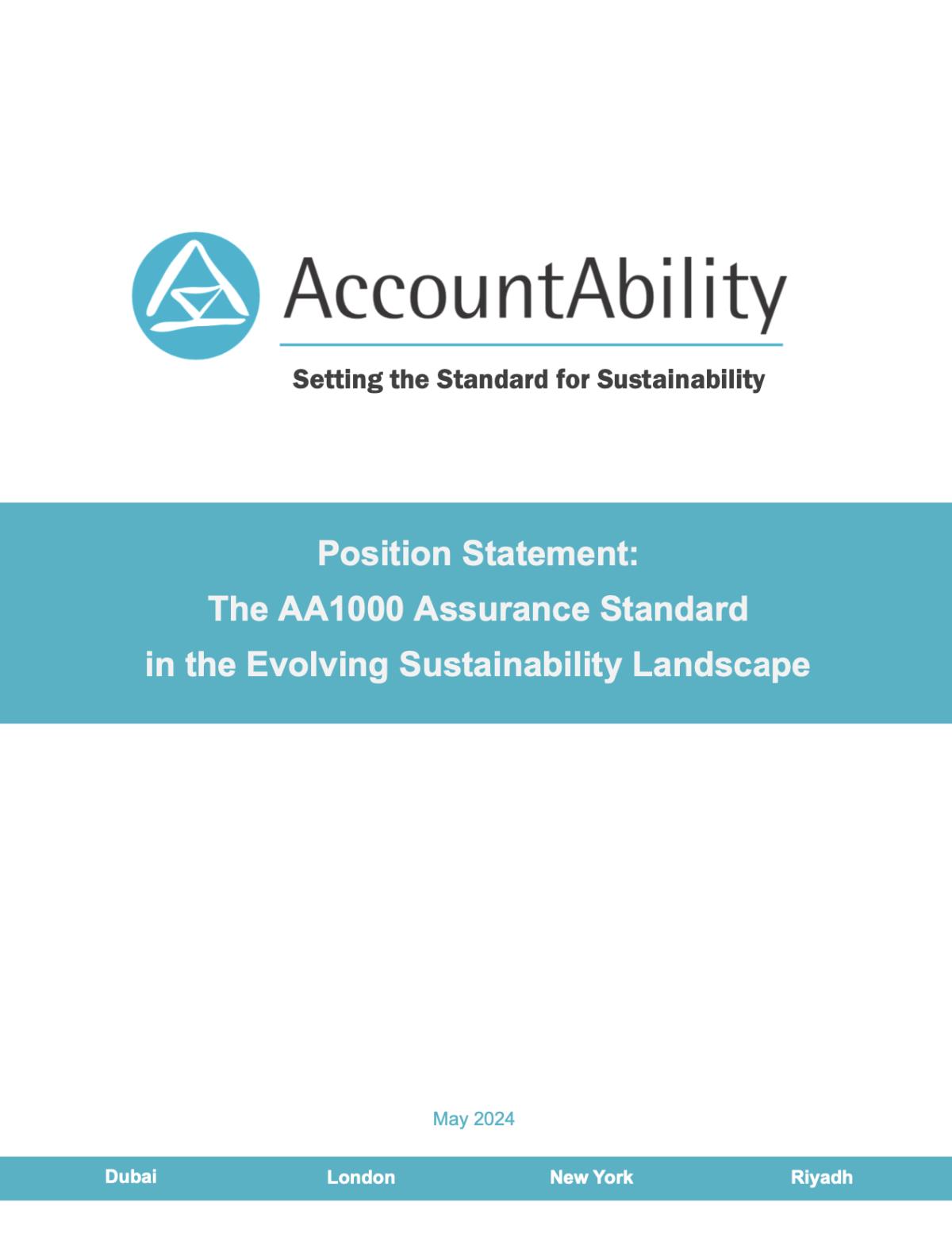 Position Statement: The AA1000 Assurance Standard In The Evolving ...