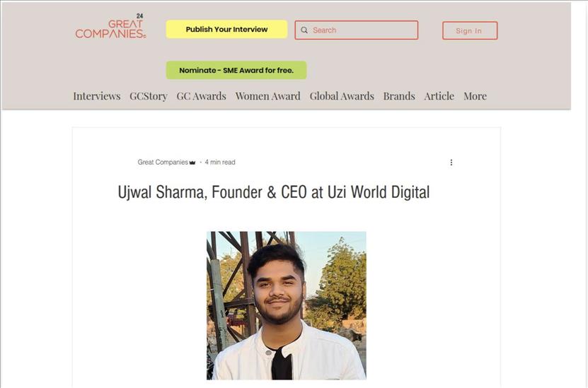 Ujwal Sharma, Founder & CEO of Uzi World Digital, Shares Insights with ...