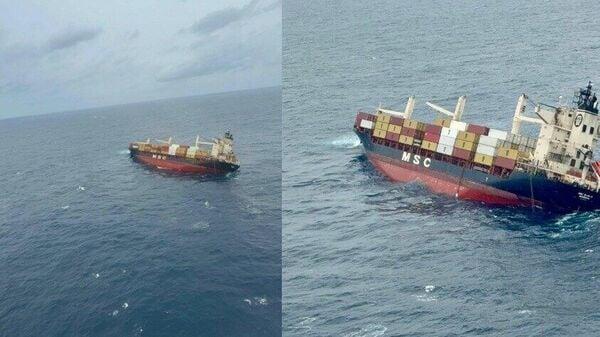Terrifying Moment! Container Ship Tilts Sharply While Travelling From ...