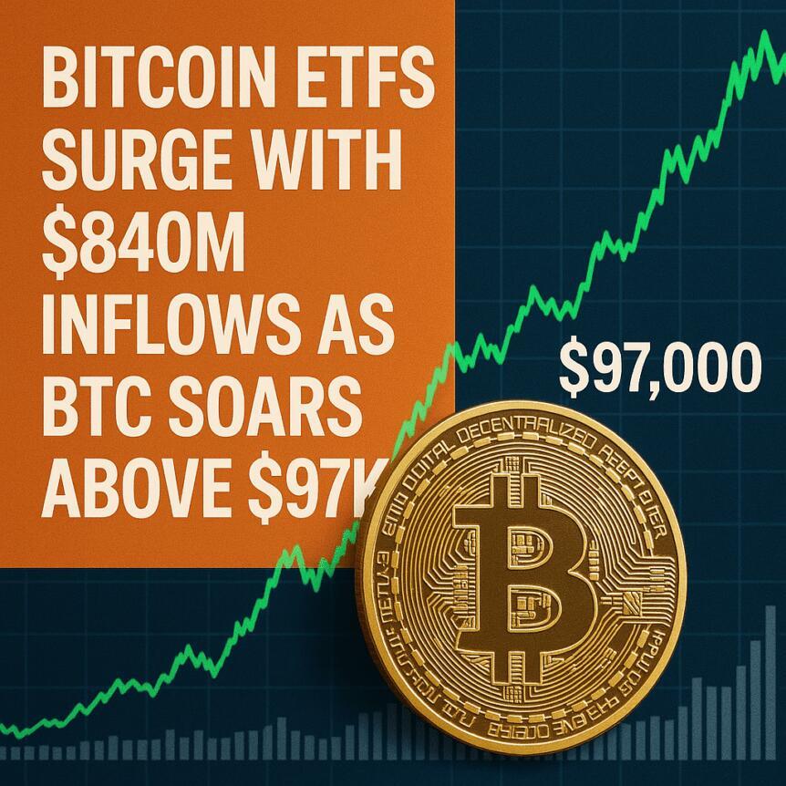 Bitcoin Etfs Surge With $840M Inflows As BTC Soars Above $97K