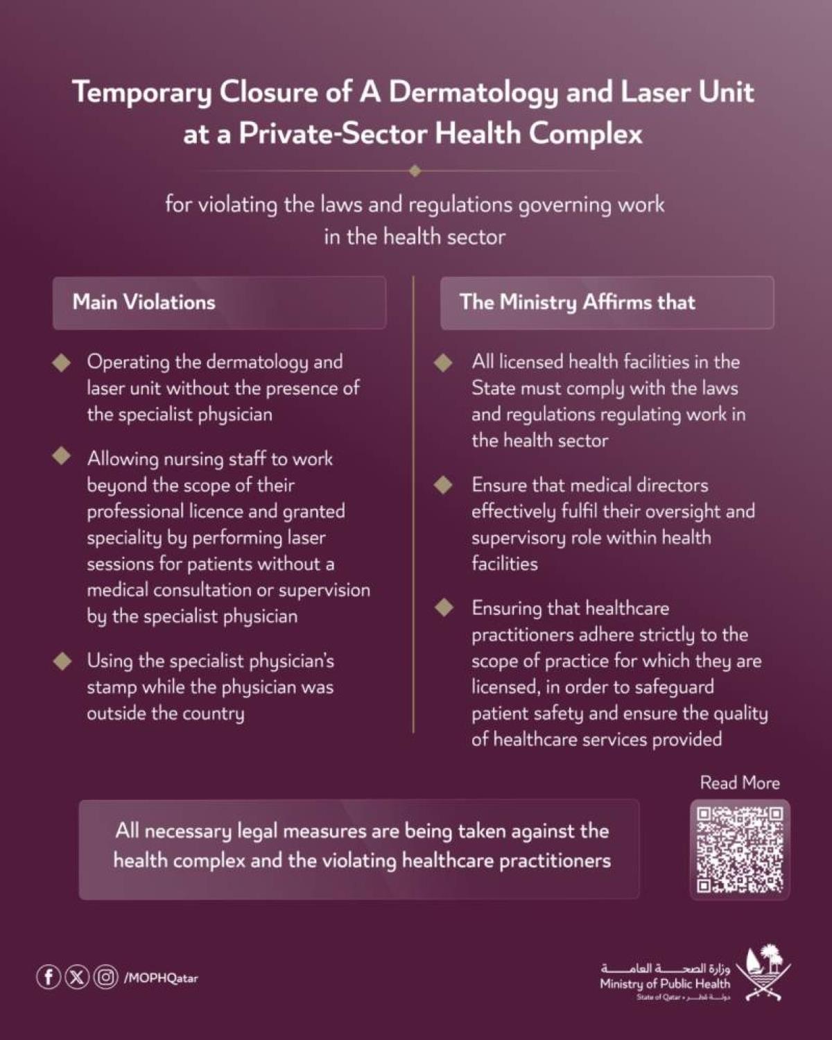 Moph Announces Temporary Closure Of Dermatology And Laser Unit At ...