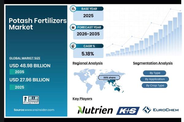 Potash Fertilizers Market Estimated To Reach $48.98 Billion By 2035 As ...