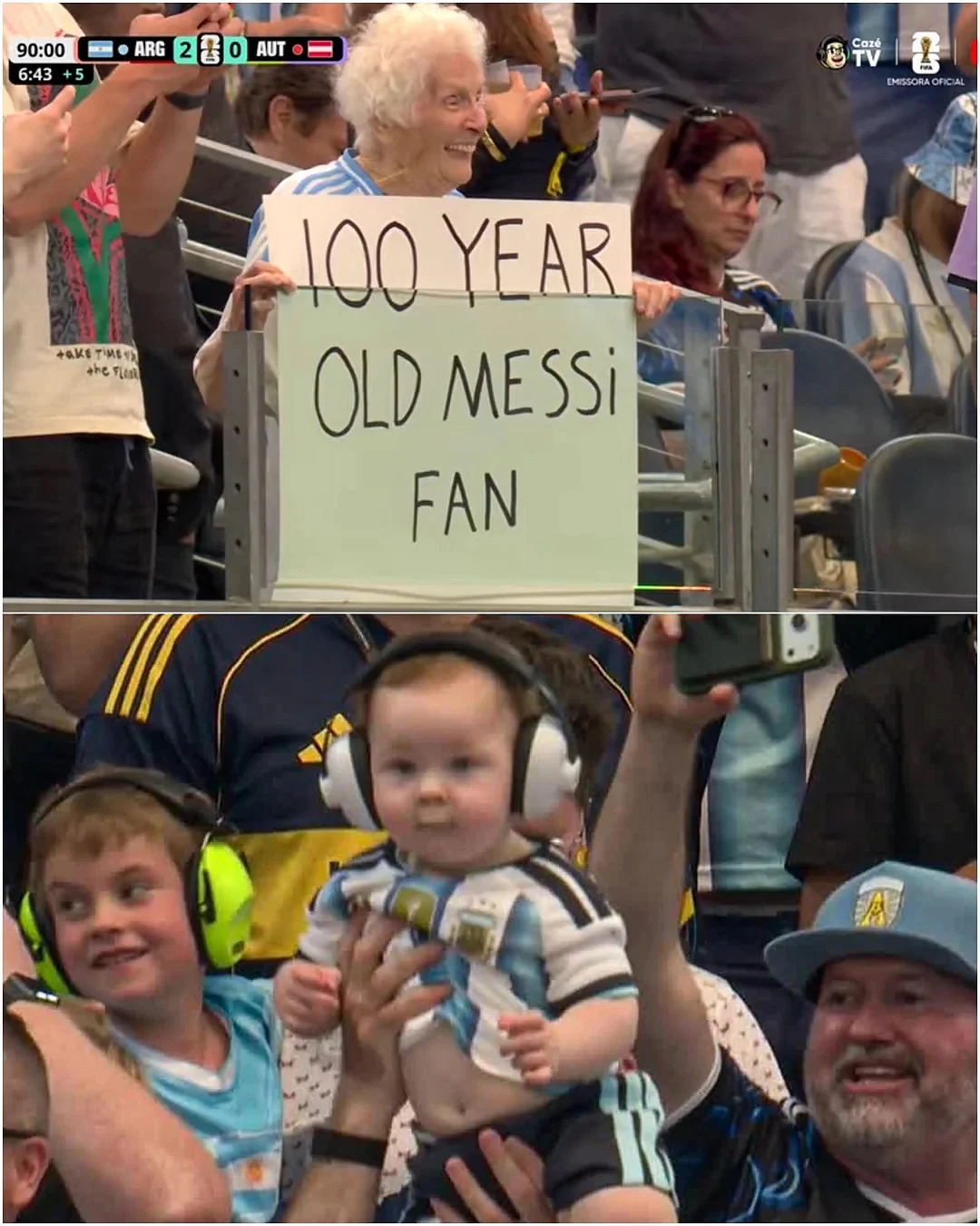 Look: 100-Year-Old Messi Fan And Youngest Supporter Steal Hearts At ...